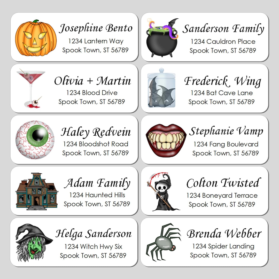 Spooky Halloween Return Address Labels Vampire Fangs Jack O - Etsy