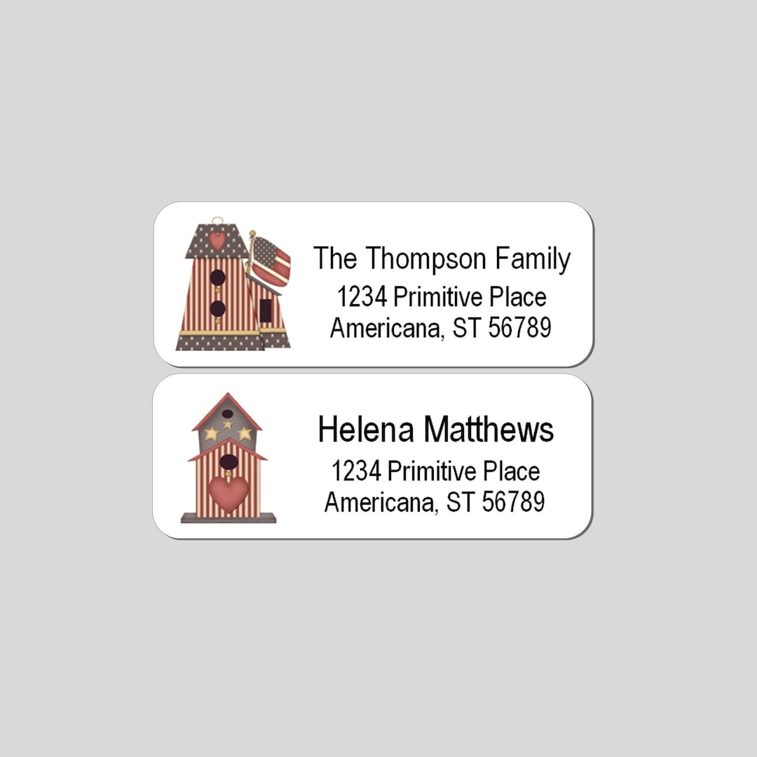 Patriotic Birdhouse Address Labels Americana Primitive Bird - Etsy