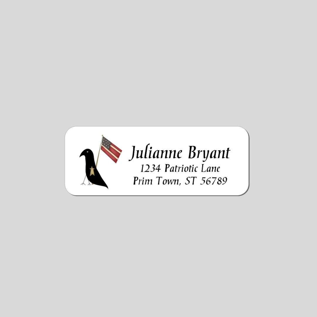 Patriotic Crow Address Labels, Crow With Flag Return Address Label ...