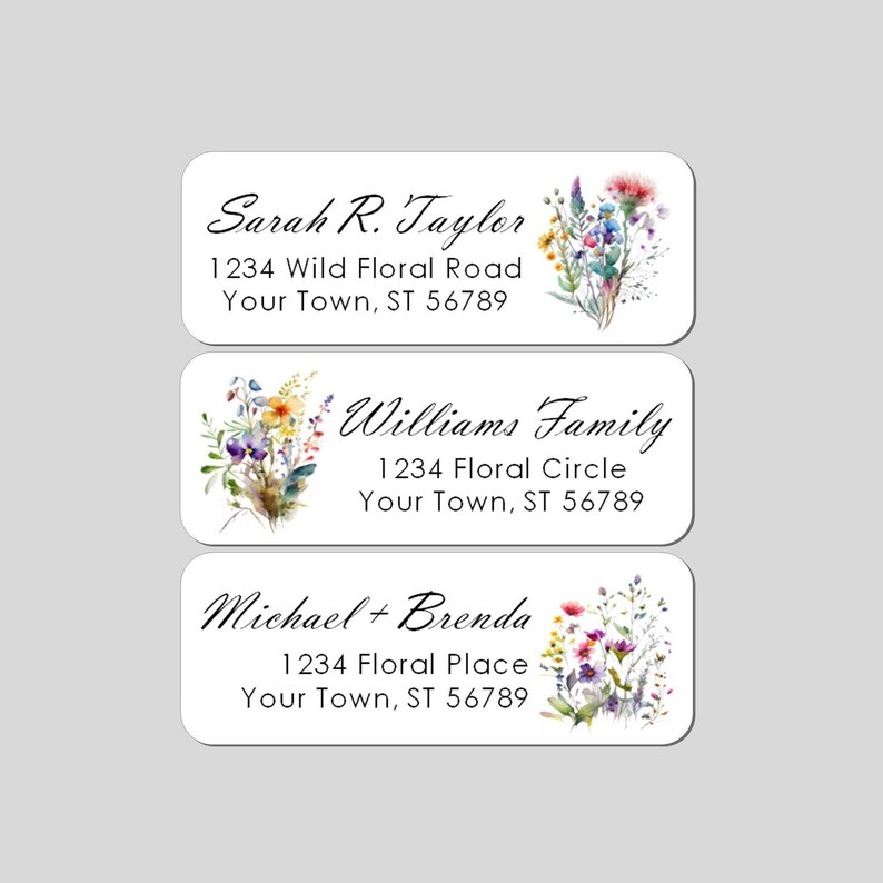 Wildflower Return Address Label, Floral Greenery, Wedding Address ...