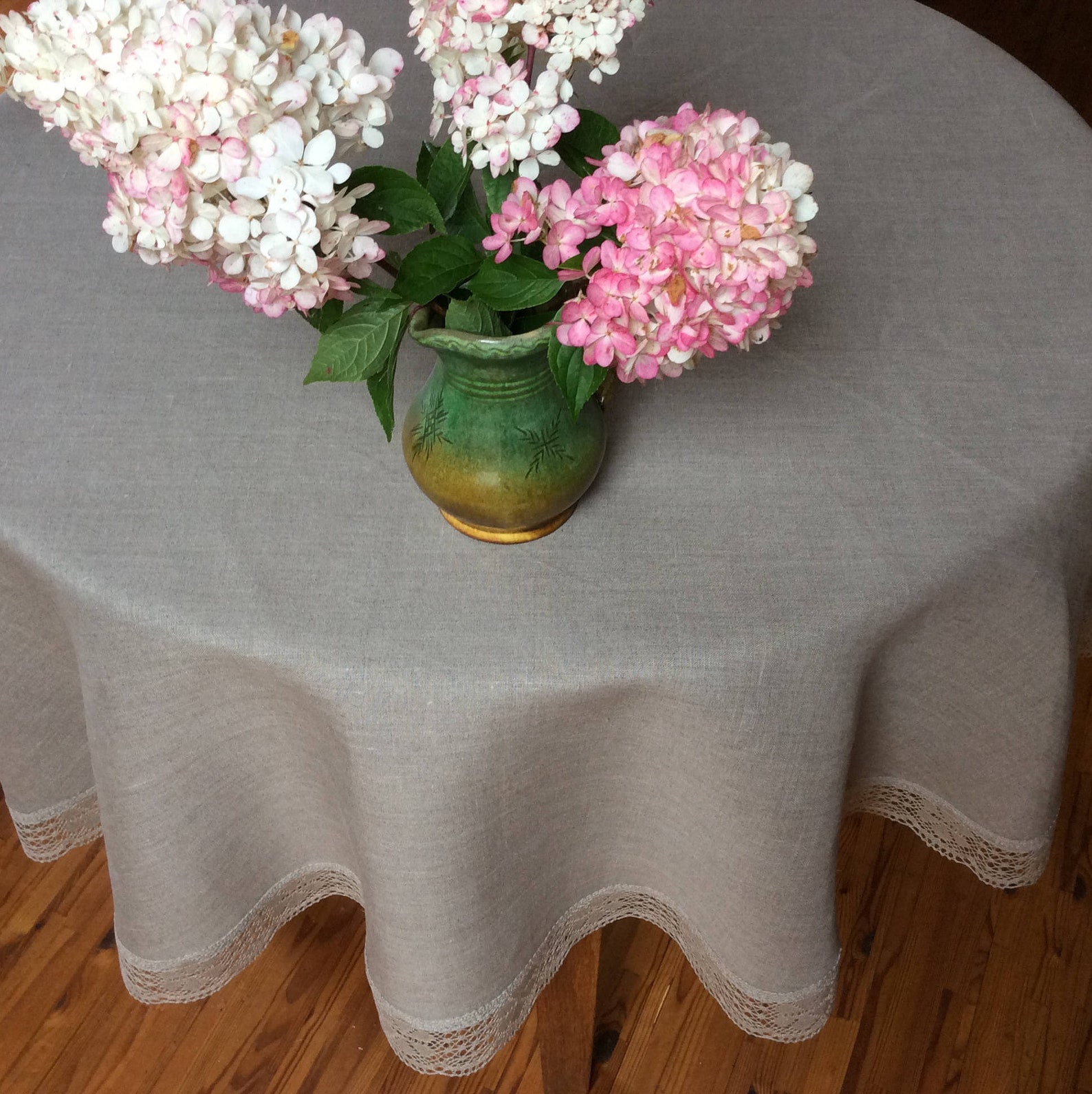 Farmhouse Tablecloth Round Rustic Table Cloth Eco Friendly Linen and ...