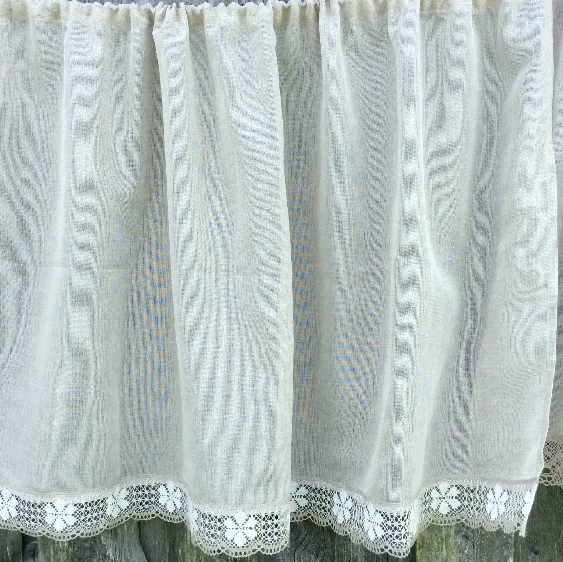 Kitchen Cafe Curtain Linen Curtain Panels Rustic Curtain - Etsy