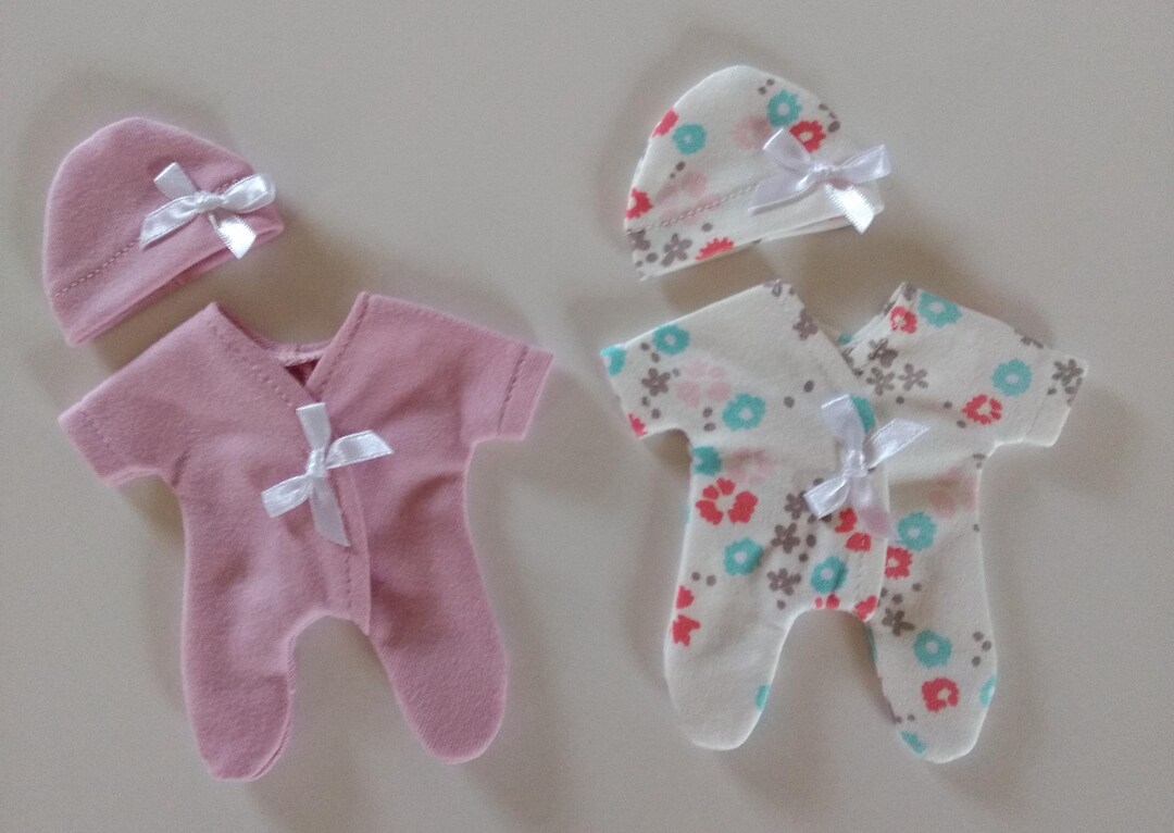 5 Inch Baby Doll Sleeper and Cap Set: Organic Knit Cotton - Etsy