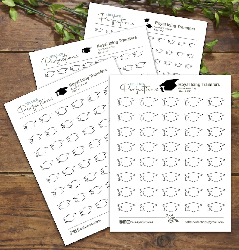 Graduation Cap Royal Icing Transfers Royal Icing Template - Etsy