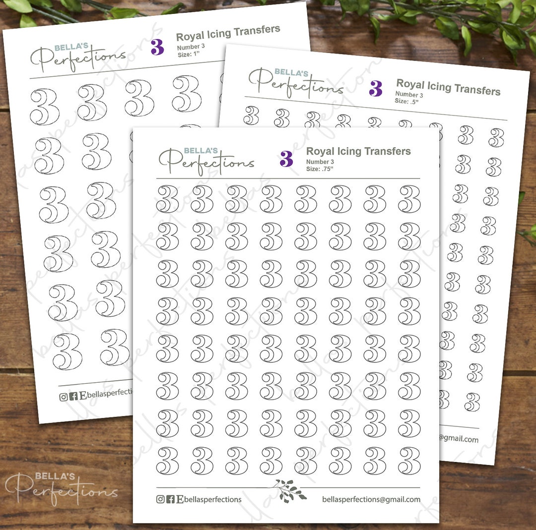Number 3 Royal Icing Templates | Birthday | Anniversary | Transfer ...