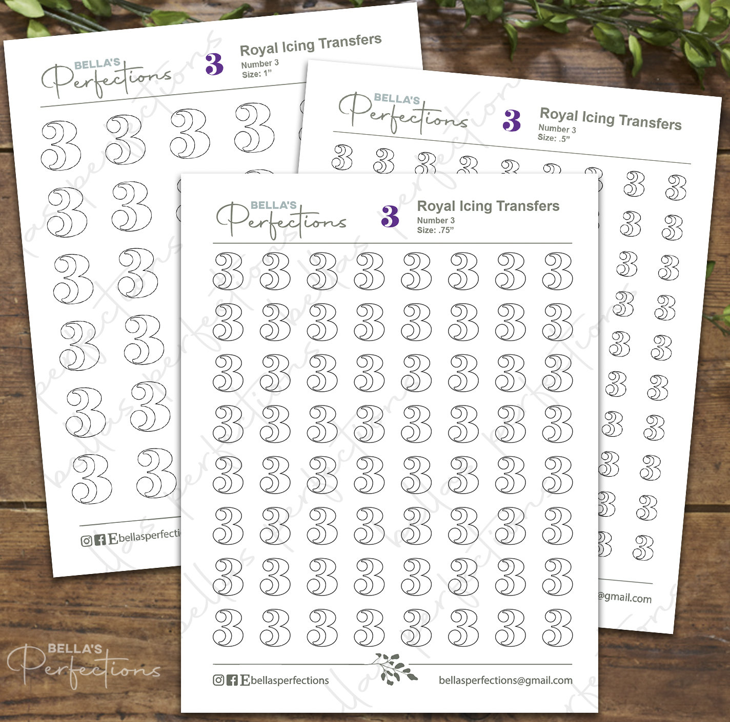 Number 3 Royal Icing Templates | Birthday | Anniversary | Transfer ...