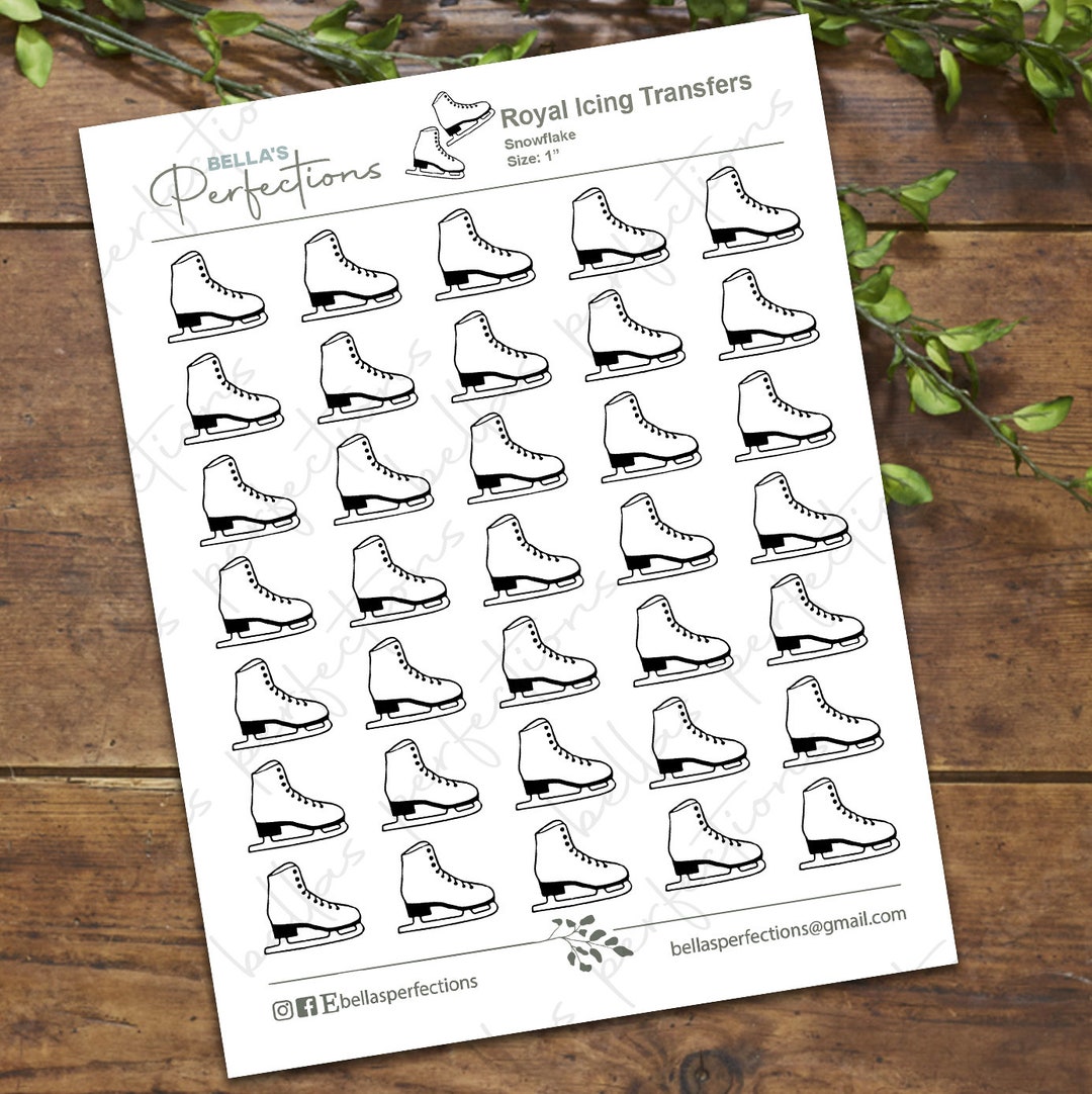 Ice Skate Royal Icing Templates | Transfer Sheets | Winter | Digital ...
