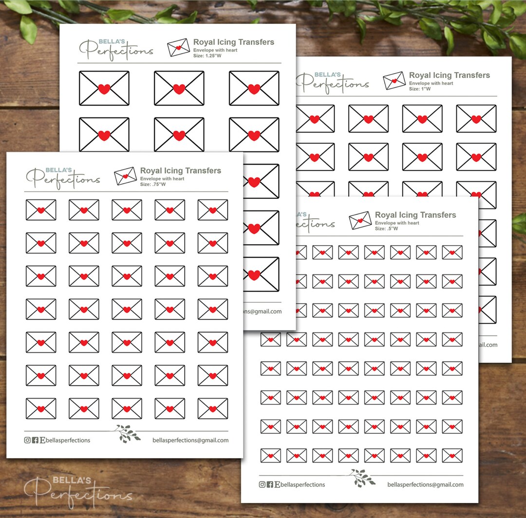 Love Letter Royal Icing Templates | Valentines Day | Envelope ...