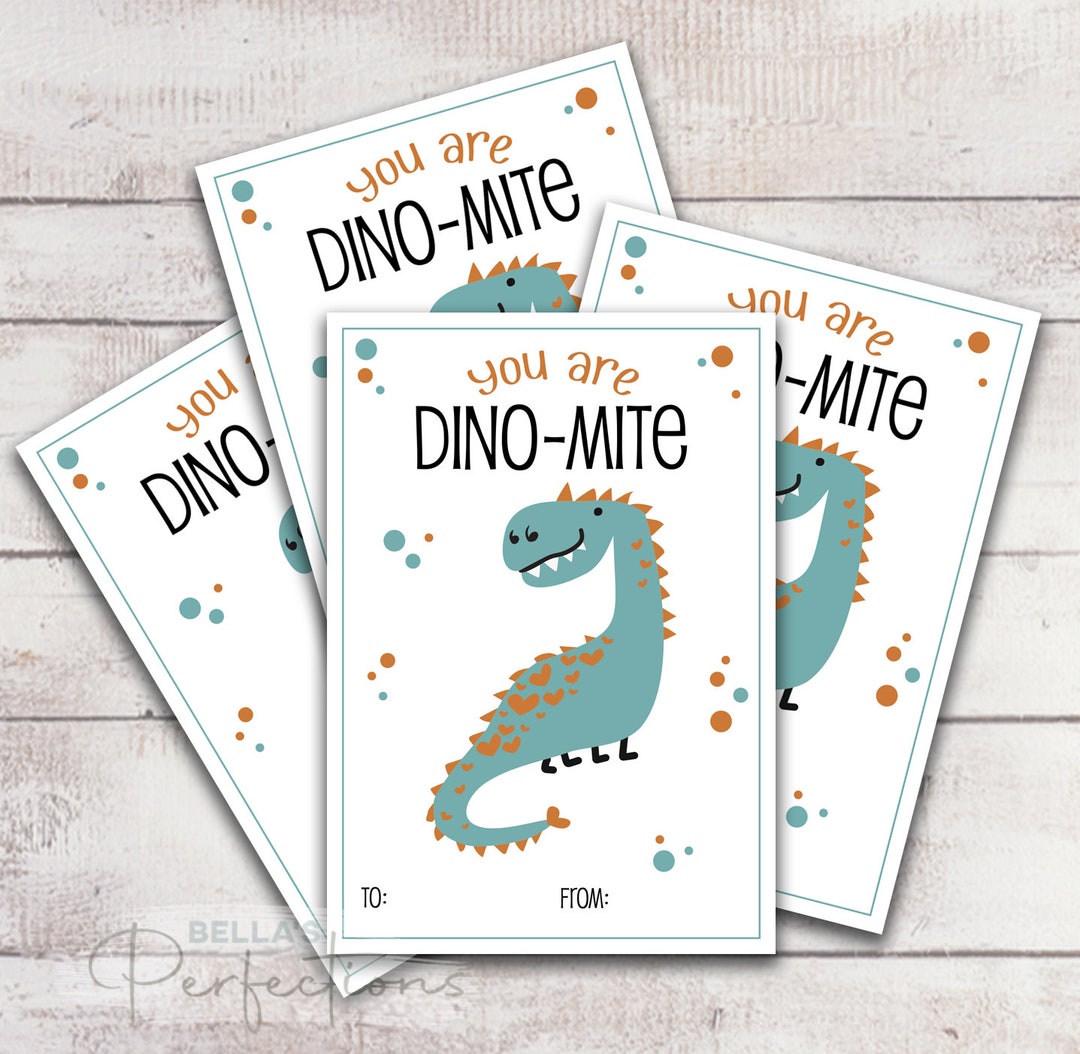 You Are Dino-mite Valentine's Day Card | 3.5" X 5" | Printable Instant ...