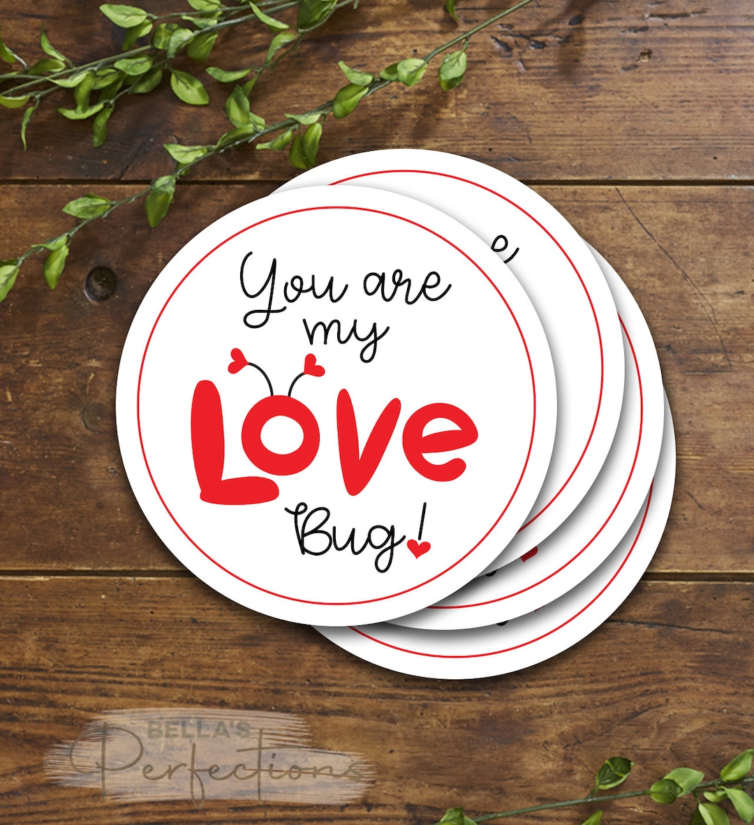 Love Bug Printable Valentine Tags | Gift Tag | 3 Sizes Included 1.5", 2 ...