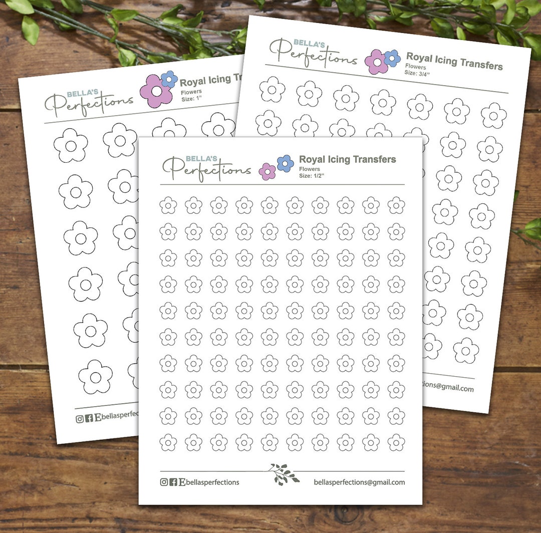 Daisy Spring Flower Royal Icing Transfers | 5 Petal Floral | Digital ...