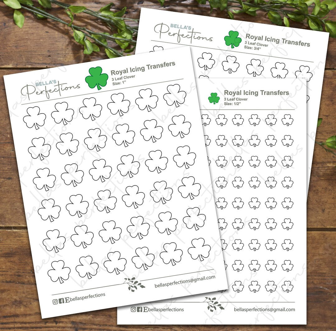 3 Leaf Clover Royal Icing Transfers | St Patrick's Day Transfers ...