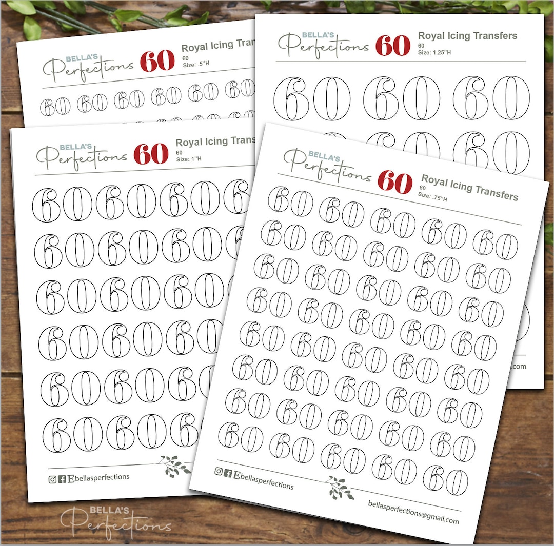 Number 60 Royal Icing Templates | Birthday | Silver Anniversary ...