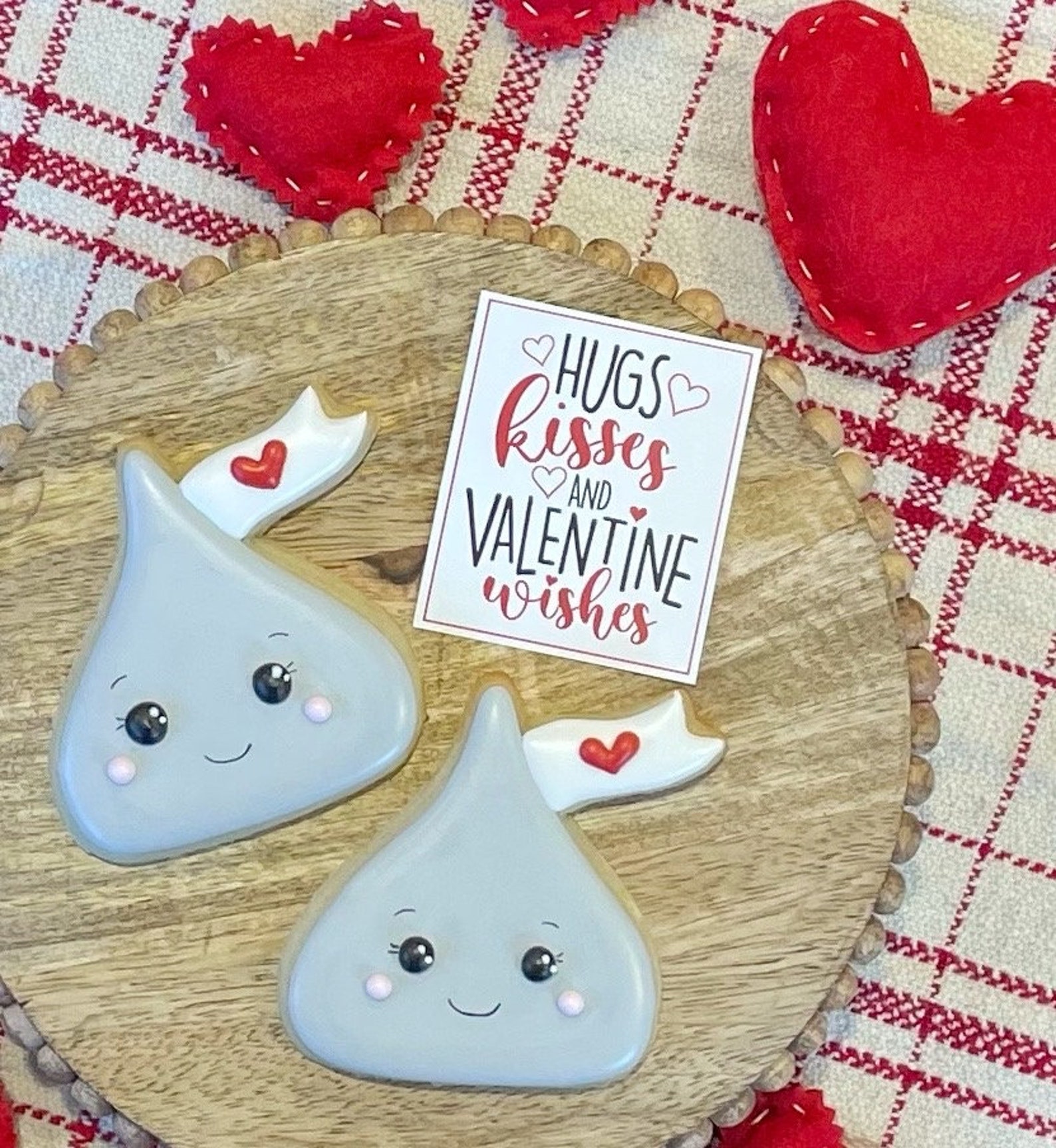 HUGS and Kisses Printable Valentine's Cookie Tag Hershey | Etsy