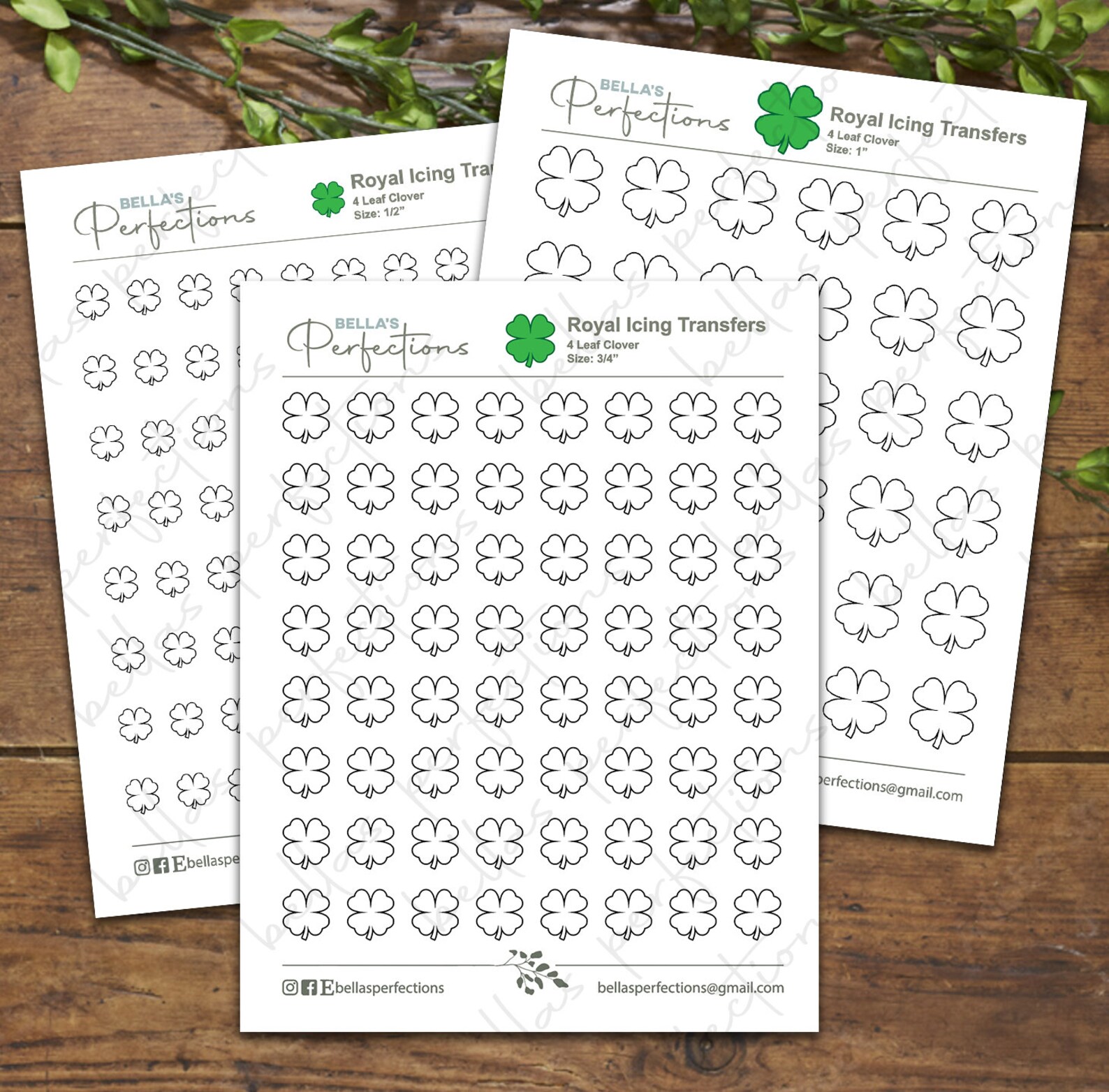 4 Leaf Clover Royal Icing Transfers | St Patrick's Day Transfers ...