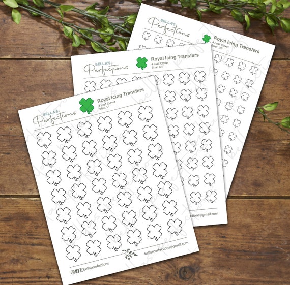 4 Leaf Clover Royal Icing Transfers St Patrick's Day | Etsy