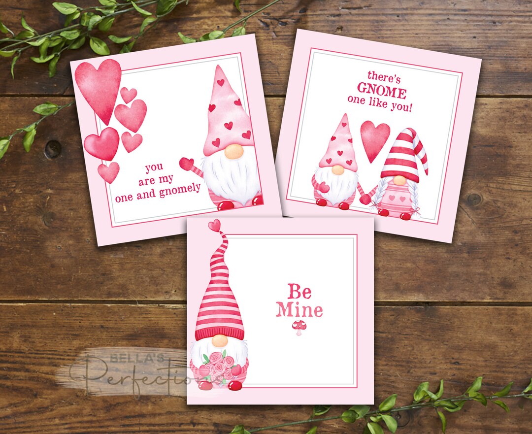 Printable Valentine's Day Gnome Cards | Instant Download | Be Mine ...