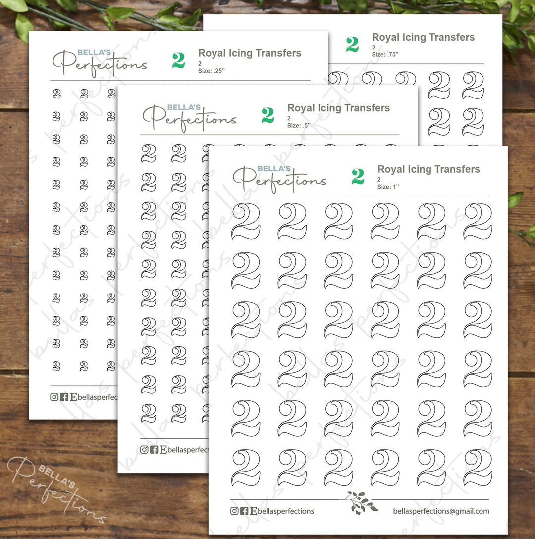 Number 2 Royal Icing Templates | Birthday | Anniversary | Transfer ...