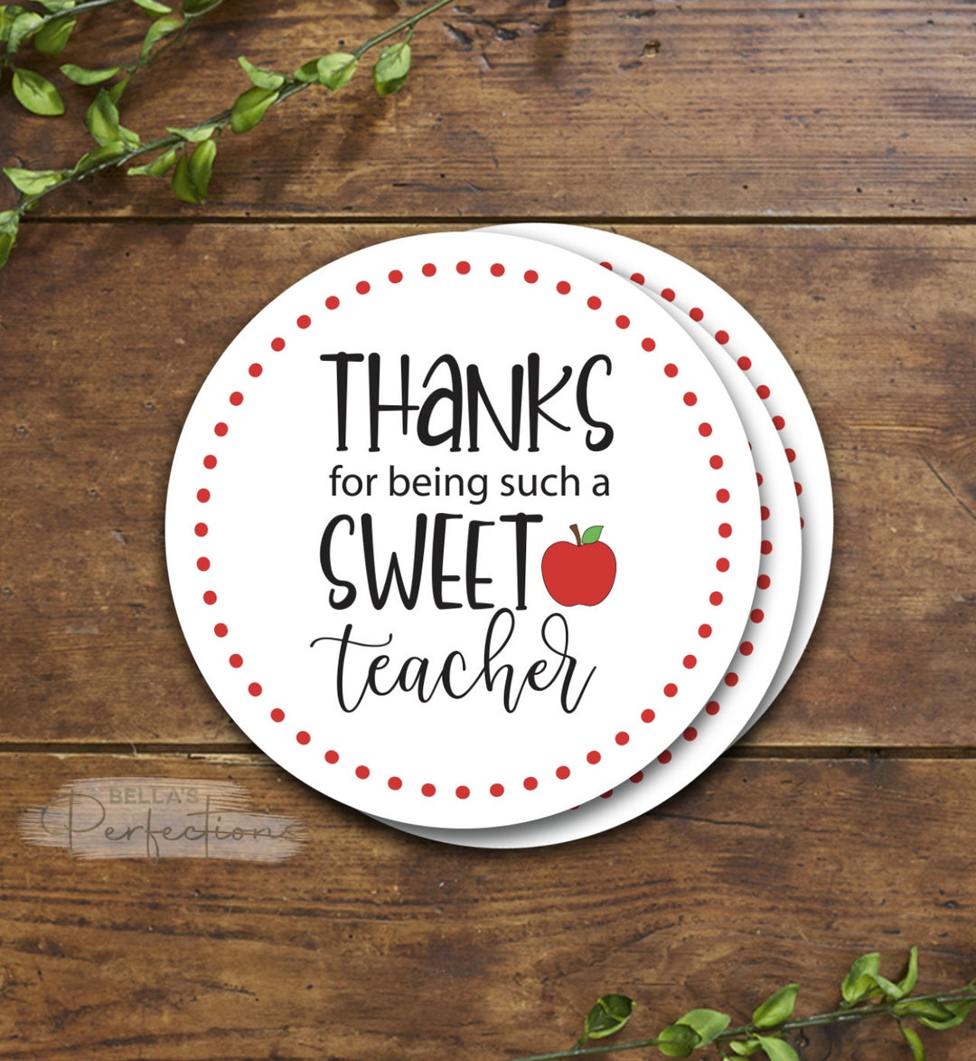 Printable Teacher Thank You Gift Tags | 2.5" Circle | Cookie & Gift Bag ...