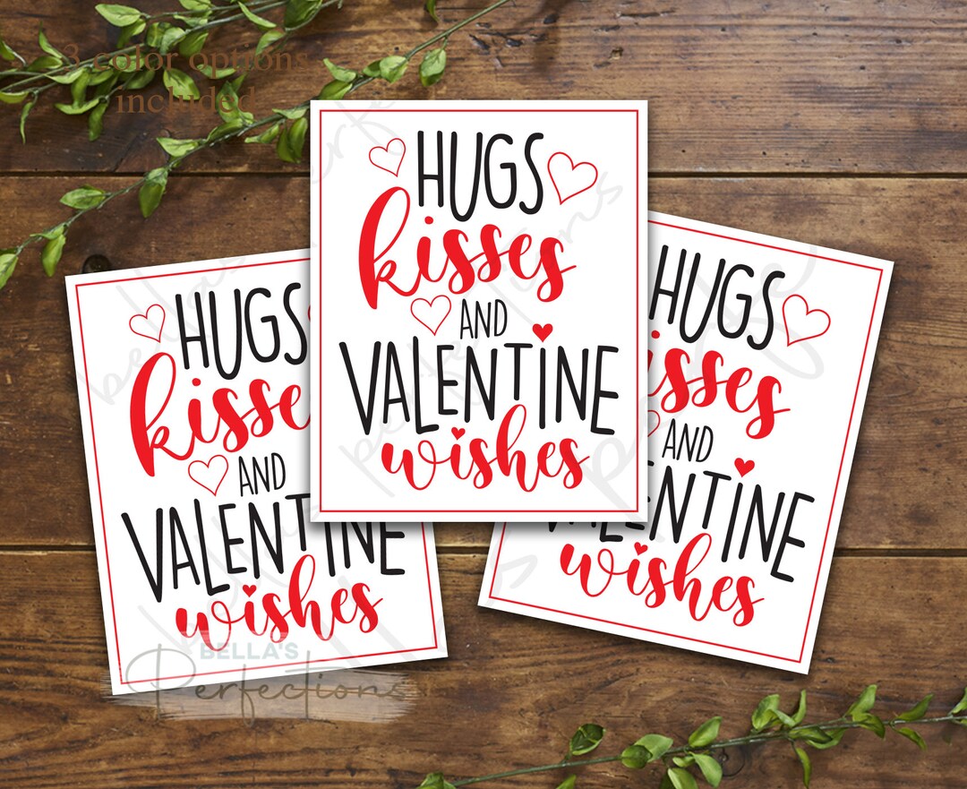 HUGS and Kisses Printable Valentine's Cookie Tag | Hershey Kiss | Gift ...
