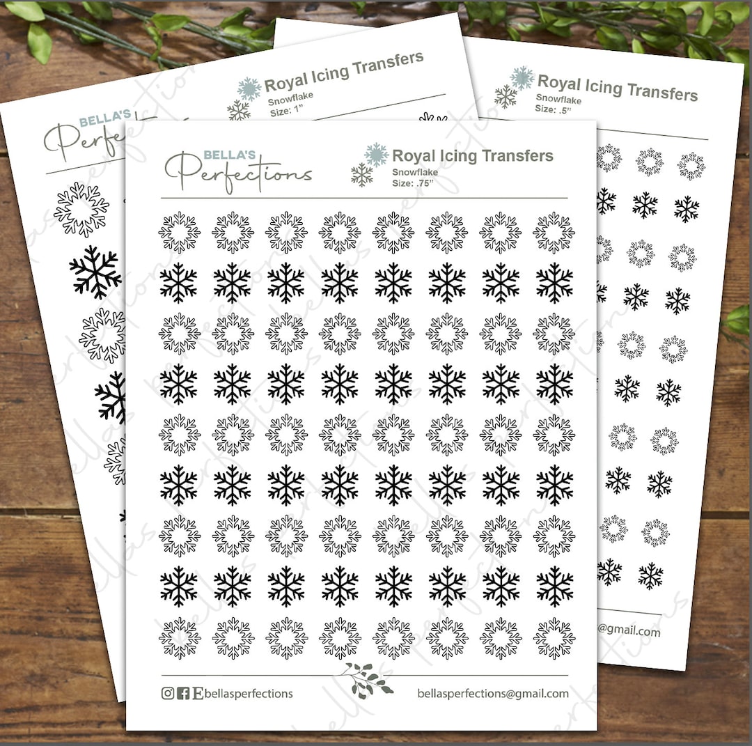 Winter Snowflake Royal Icing Templates | Transfer Sheets | Digital ...