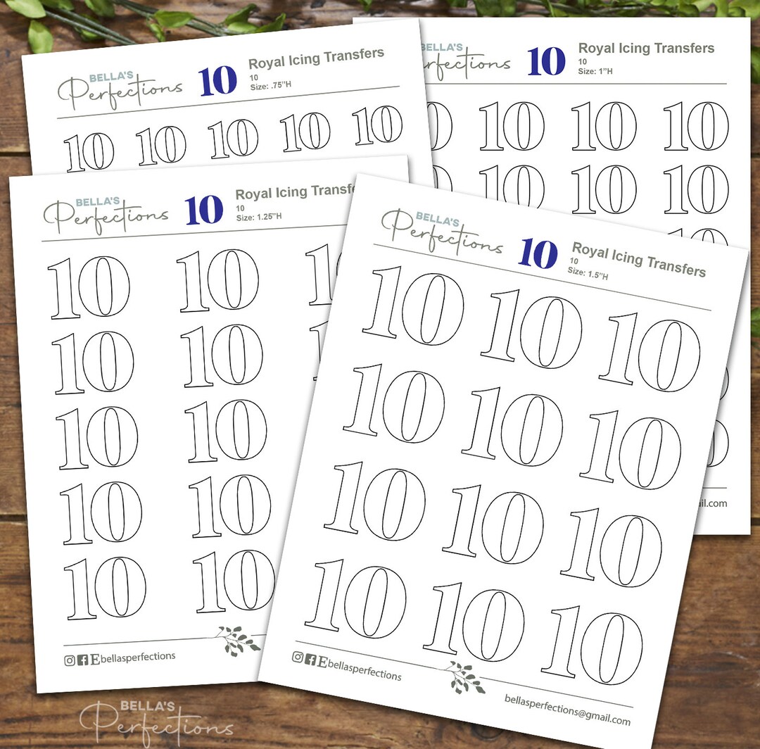Number 10 Royal Icing Templates | Birthday | Anniversary | Transfer ...