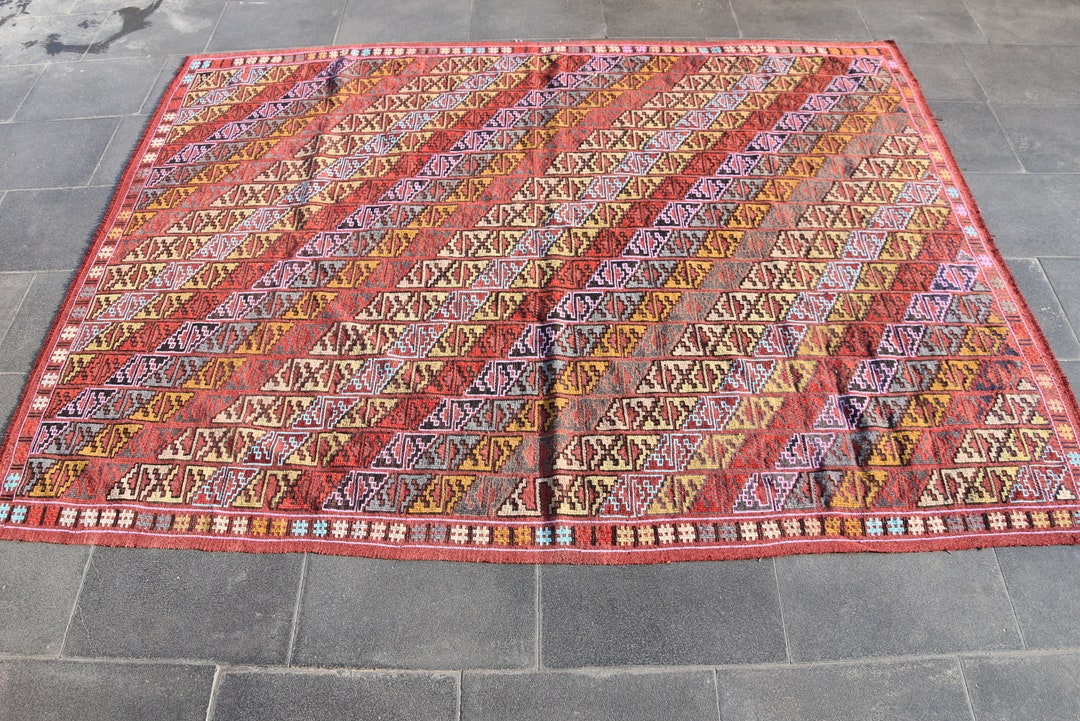 Vintage Rug, 5x7 Ft Rug, Cicim Rug, Handmade Kilim, Living Room Kilim ...