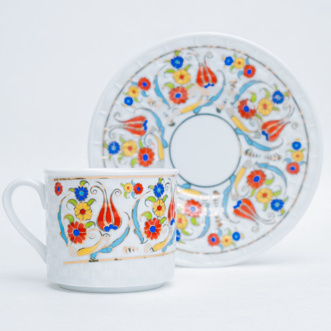 Traditional Turkish Coffee Cup Set Porcelain Greek Coffee Set - Etsy