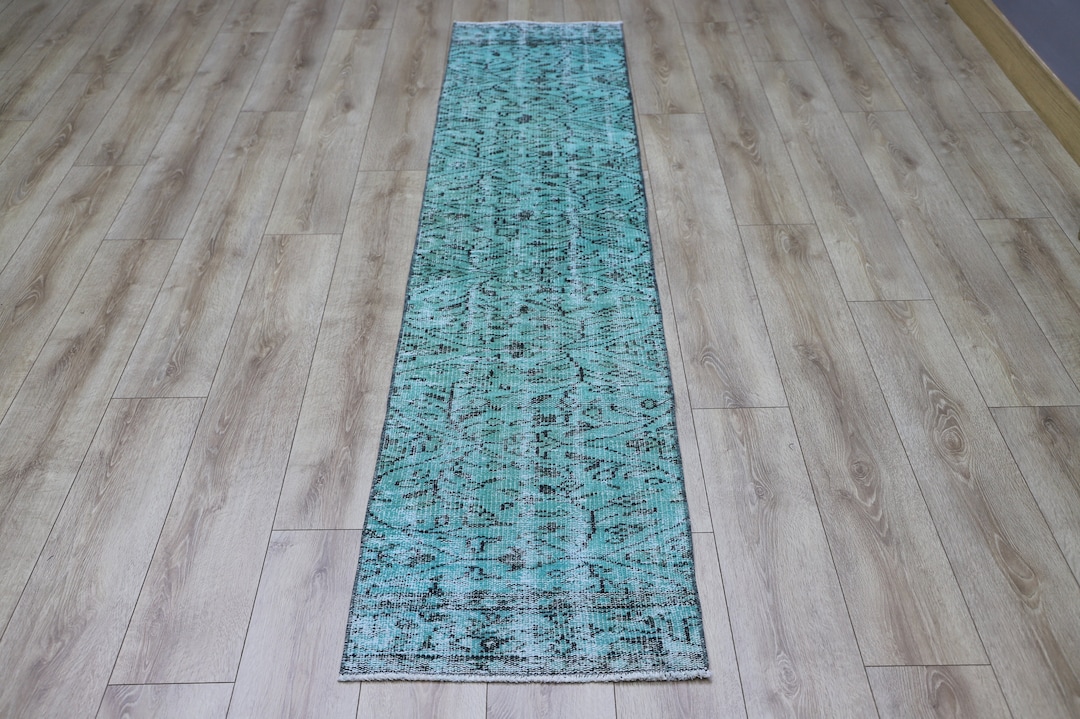 Cyan Green Rugs, Vintage Runners, Handmade Floral Rugs, Oushak Runners ...