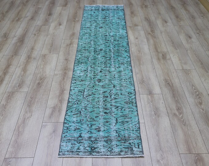 Cyan Green Rugs, Vintage Runners, Handmade Floral Rugs, Oushak Runners ...