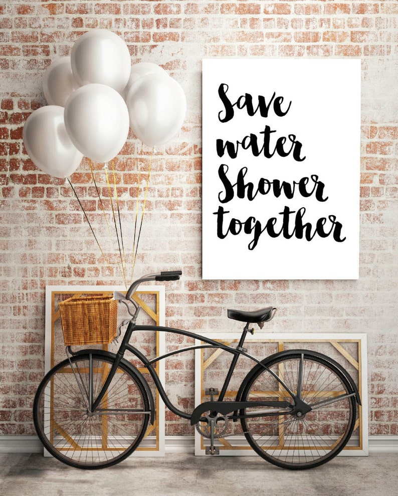 Save Water Shower Together Bathroom Print Digital Printable Etsy