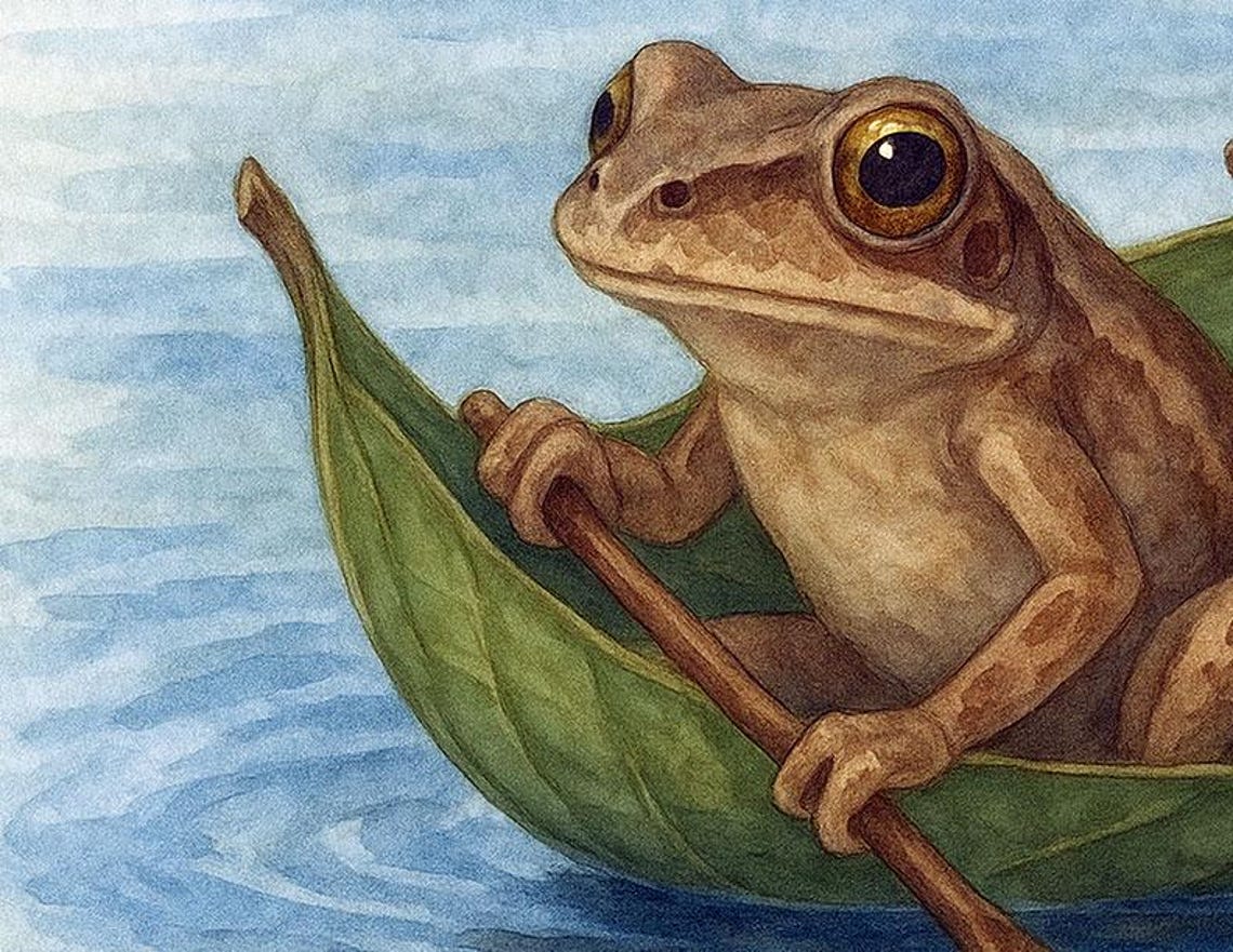 Frogs in a Leaf Canoe Print, Baby Animal Prints, PRINTABLE, Nursery ...
