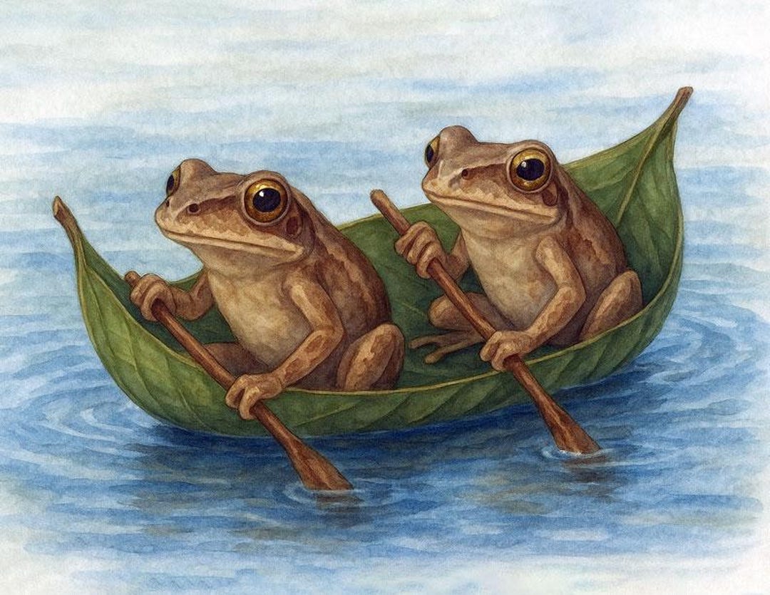 Frogs in a Leaf Canoe Print, Baby Animal Prints, PRINTABLE, Nursery ...