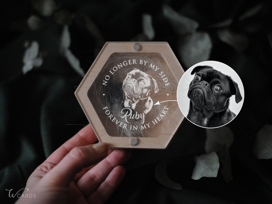 Dog Memorial Gift From Photo, Pet Hair Keepsake Box, Dog Cat Fur ...
