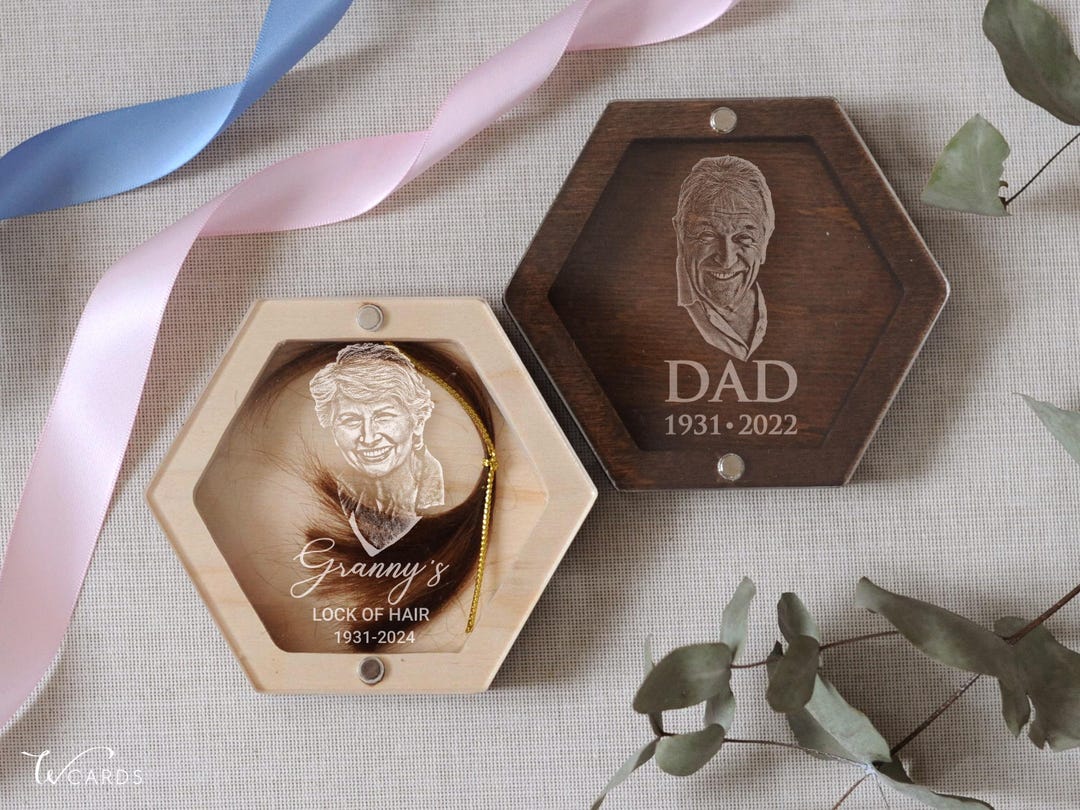 Memorial Hair Keepsake Box With Photo, Personalised Remembrance Gifts ...