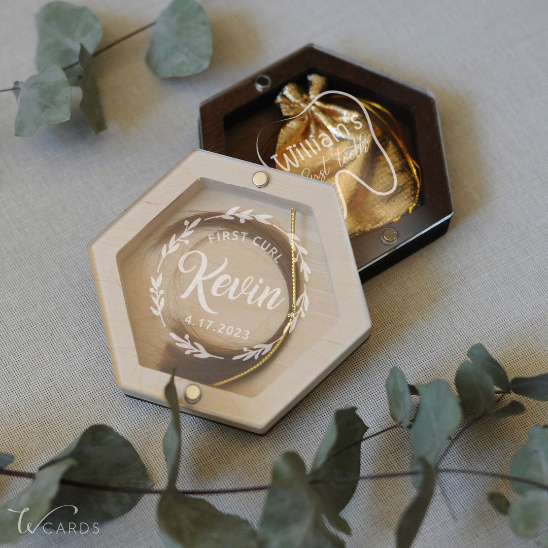 Baby First Tooth and Curl Keepsake Box, First Haircut Keepsake, Baby ...