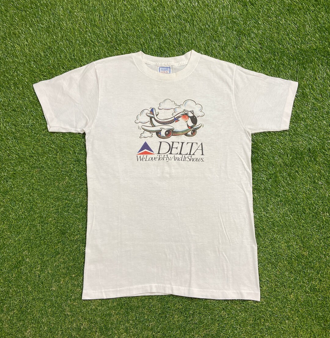 Vintage Delta Airlines T Shirt Tee Made USA Size Large L Flight Flying ...