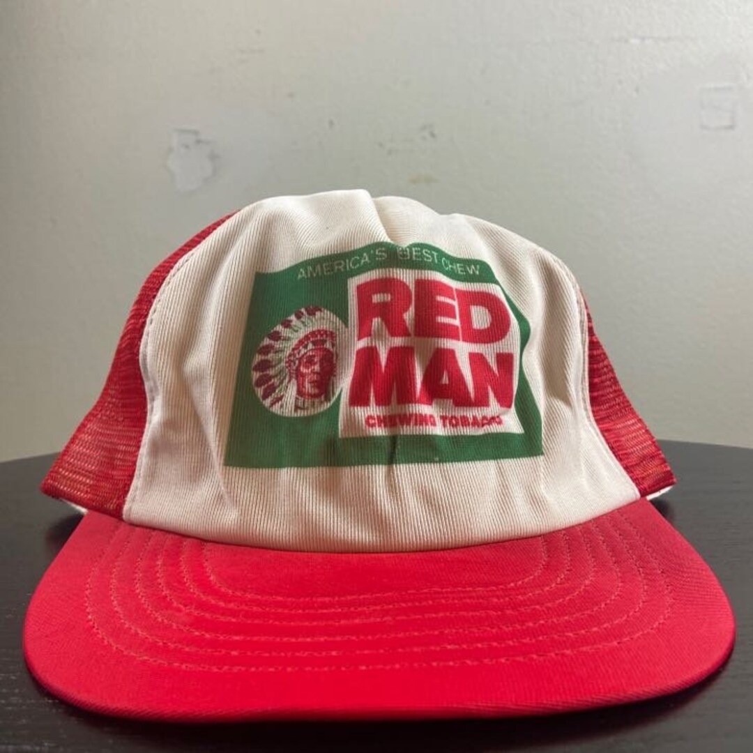 Vintage Red Man Chewing Tobacco Snapback Hat Made USA Size L / XL ...