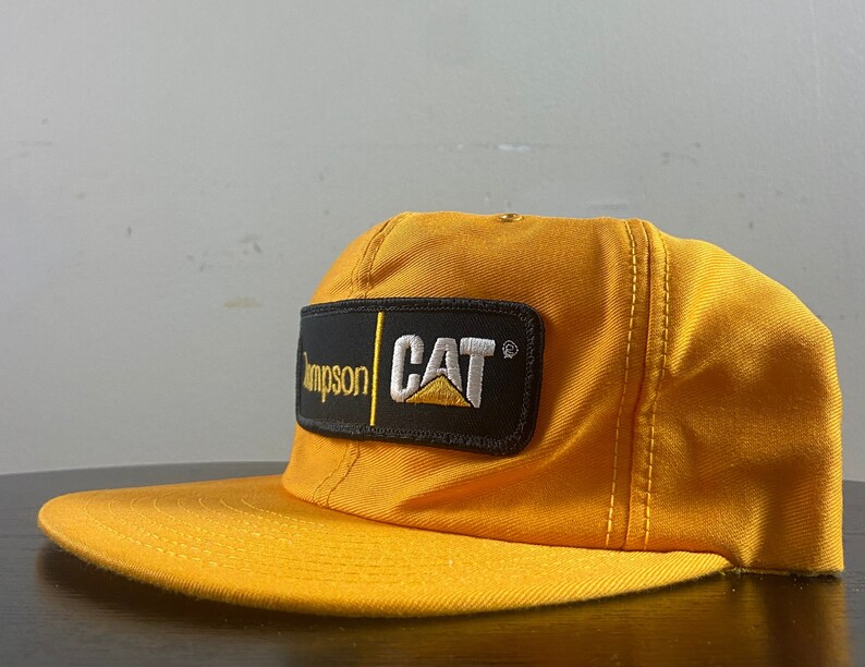 Vintage Thompson Cat Snapback Hat OSFA Ring Lift Construction Tractor ...