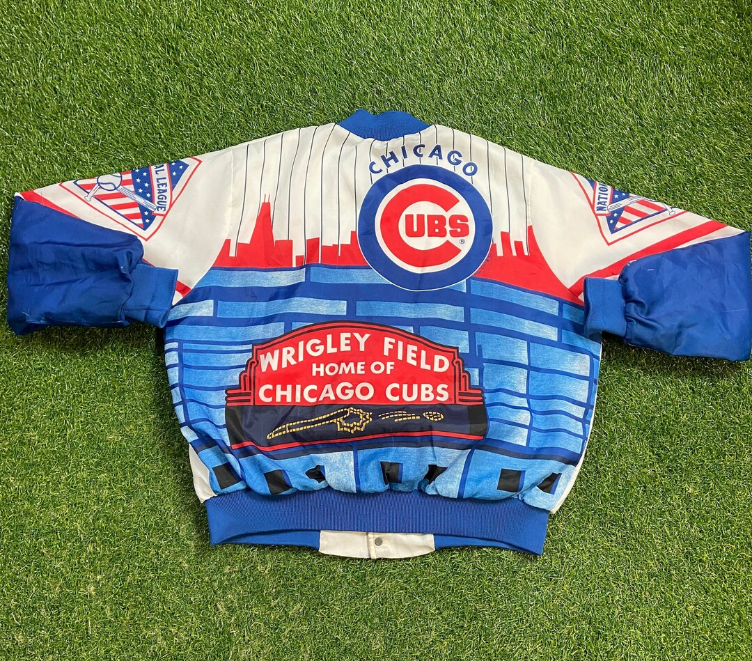 Vintage Chicago Cubs Letterman Satin Jacket Chalk Line Made USA Size ...