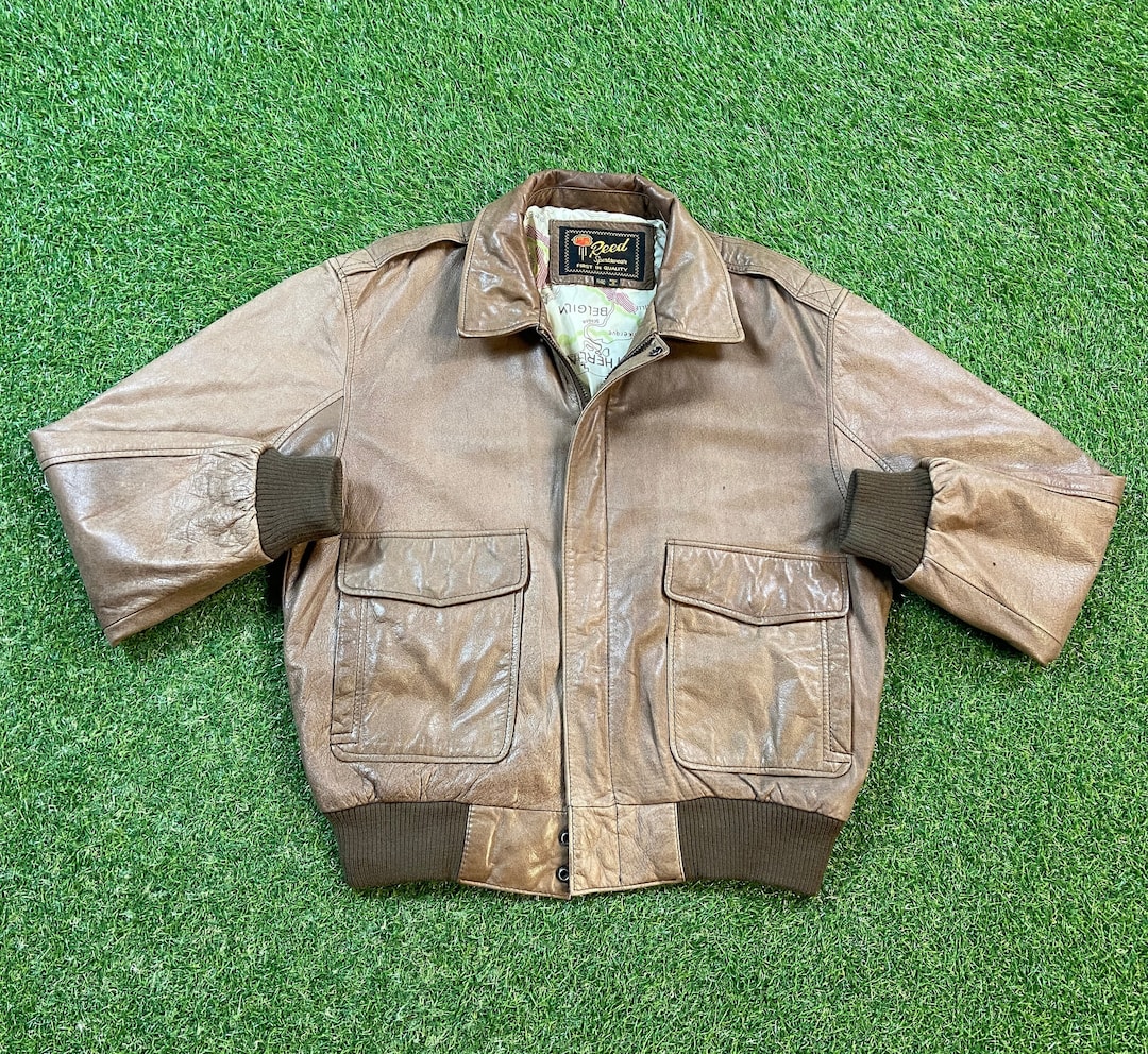 Vintage Brown Leather Jacket Reed Sportswear Size Medium M Authentic ...