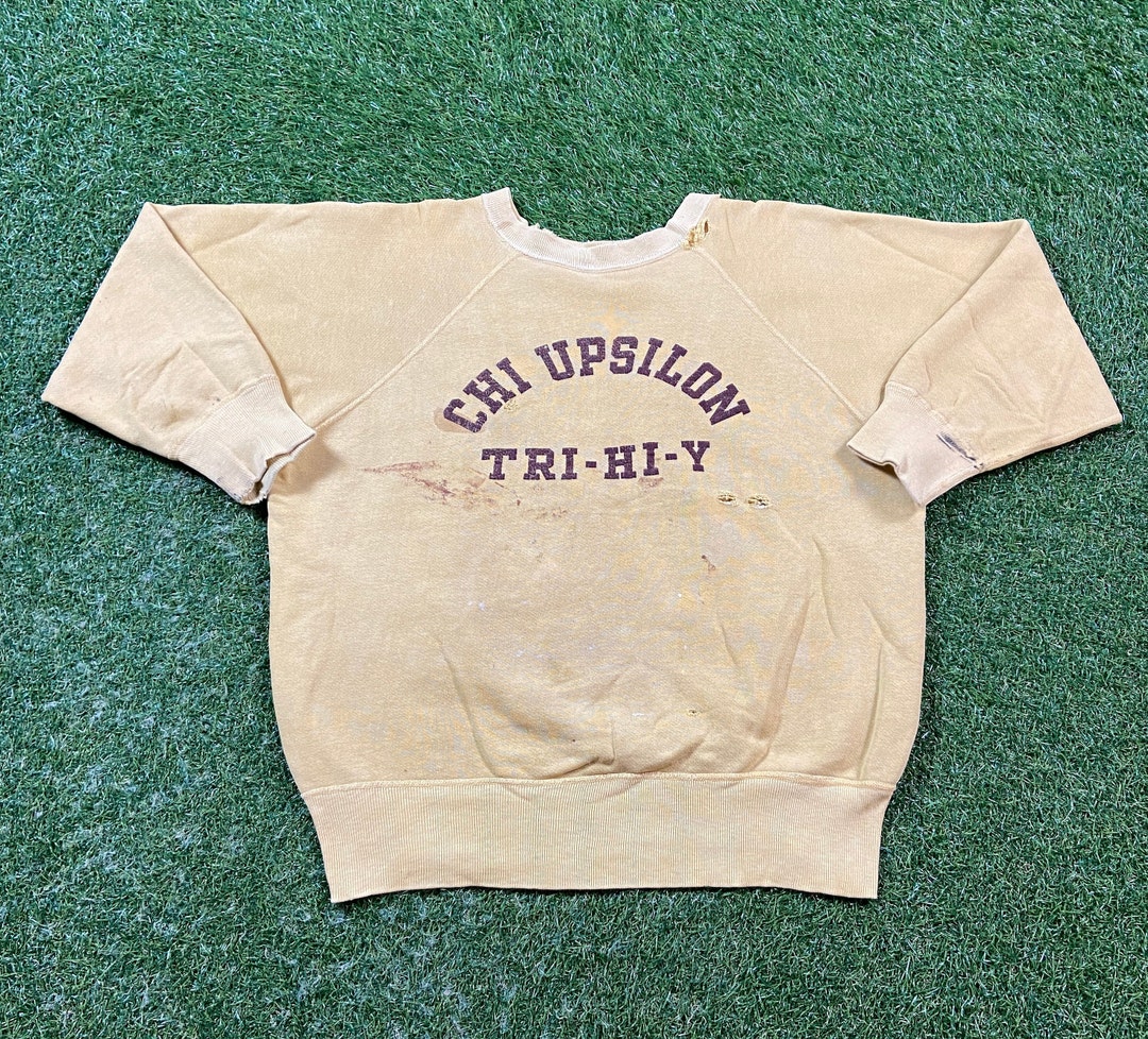 Vintage Chi Upsilon Tri Hi Y Crewneck Sweatshirt Size Small S Sorority ...
