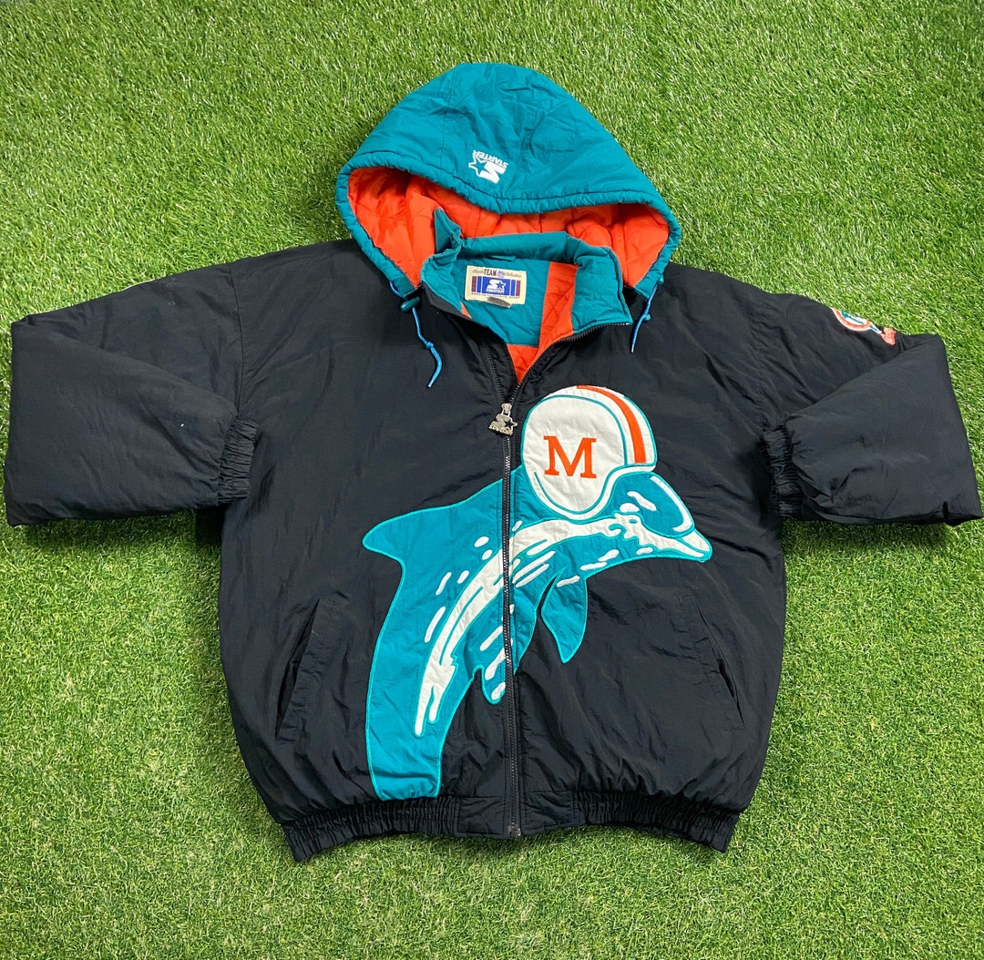 Vintage Miami Dolphins Jacket Starter Xtra Large XL NFL Football Marino ...