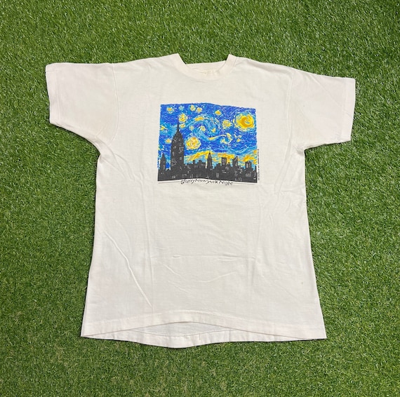 Vintage Starry New York Night T Shirt Tee Made USA Si… - Gem