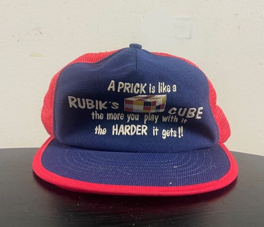 Vintage Rubik's Cube Snapback Hat Made USA OSFA Funny Saying Comical ...