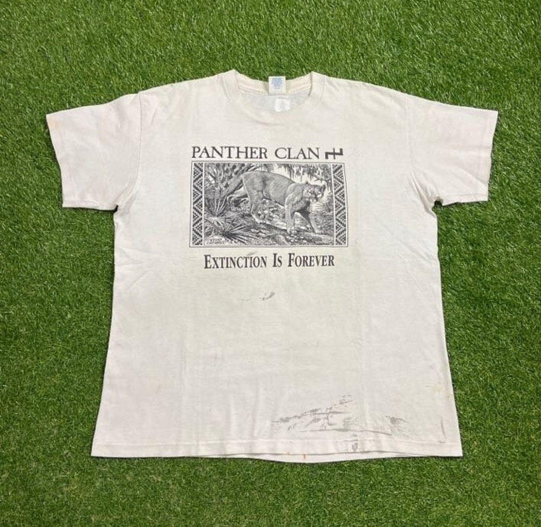 Vintage Panther Clan Extinction is Forever T Shirt Tee Made USA Size ...