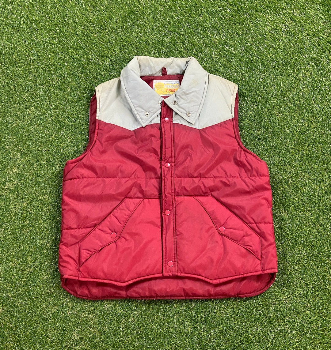 Vintage Red Winter Athletic Vest Jacket Freeze Free Size Medium M Warm ...