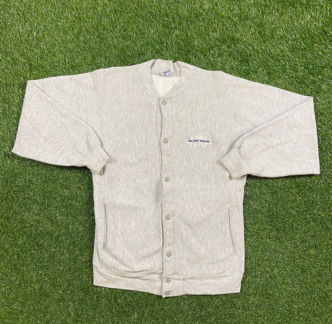 Vintage New York University NYU Button up Sweater Champion Made USA ...