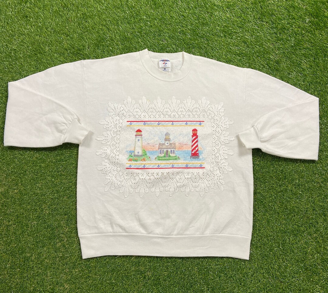 Vintage Lighthouses Crewneck Sweatshirt Jerzees Made USA Size Large L ...