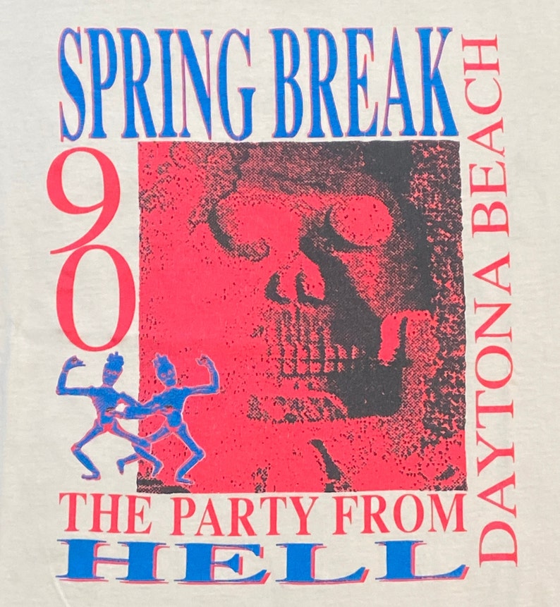 Vintage Spring Break 90 T Shirt Tee Made USA Size Xtra Large XL Daytona ...